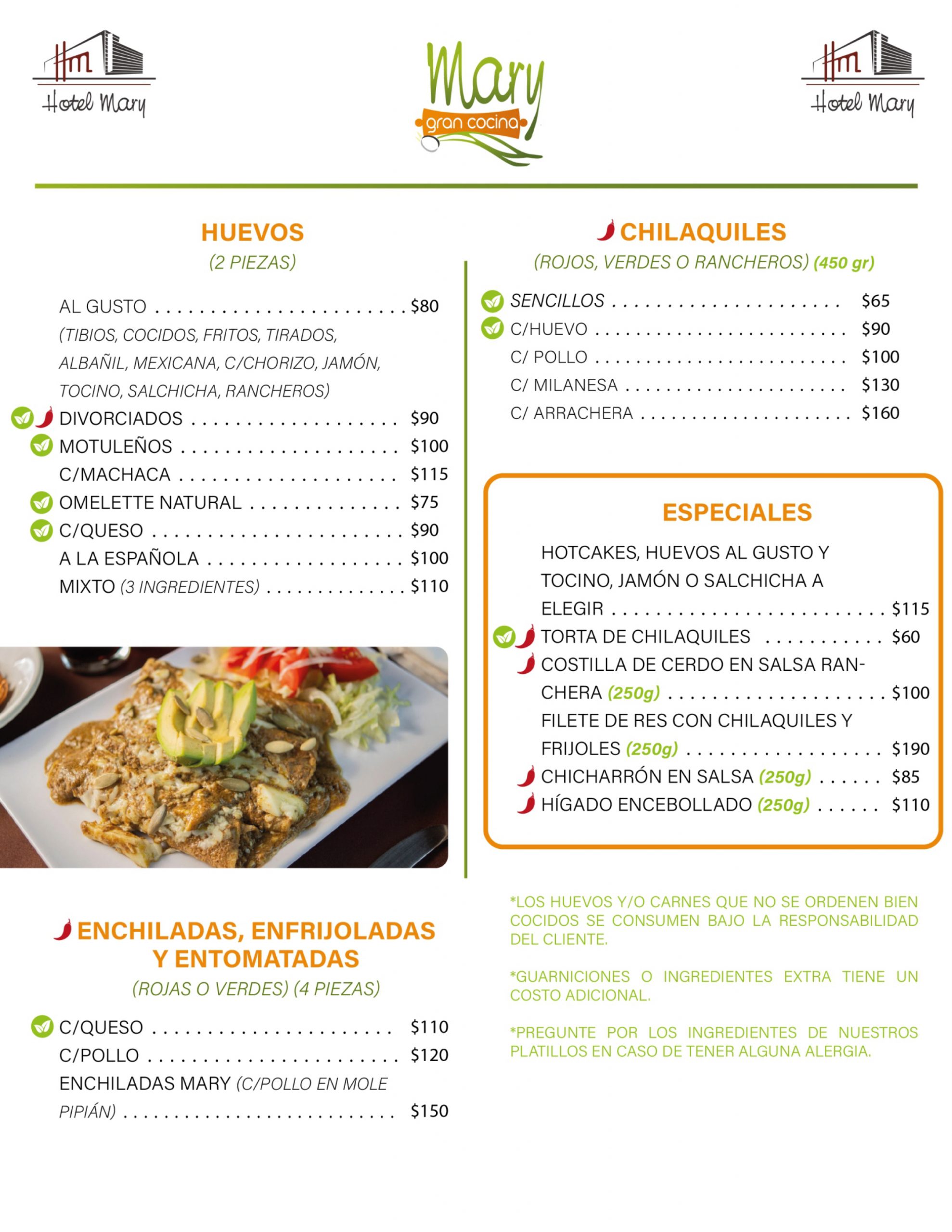 menu restaurant – Hotel Mary